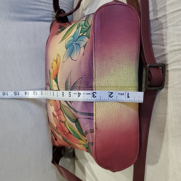 Anuschka | Bags | Anuschka Hummingbird Crossbody Bucket Bag Handpainted ...